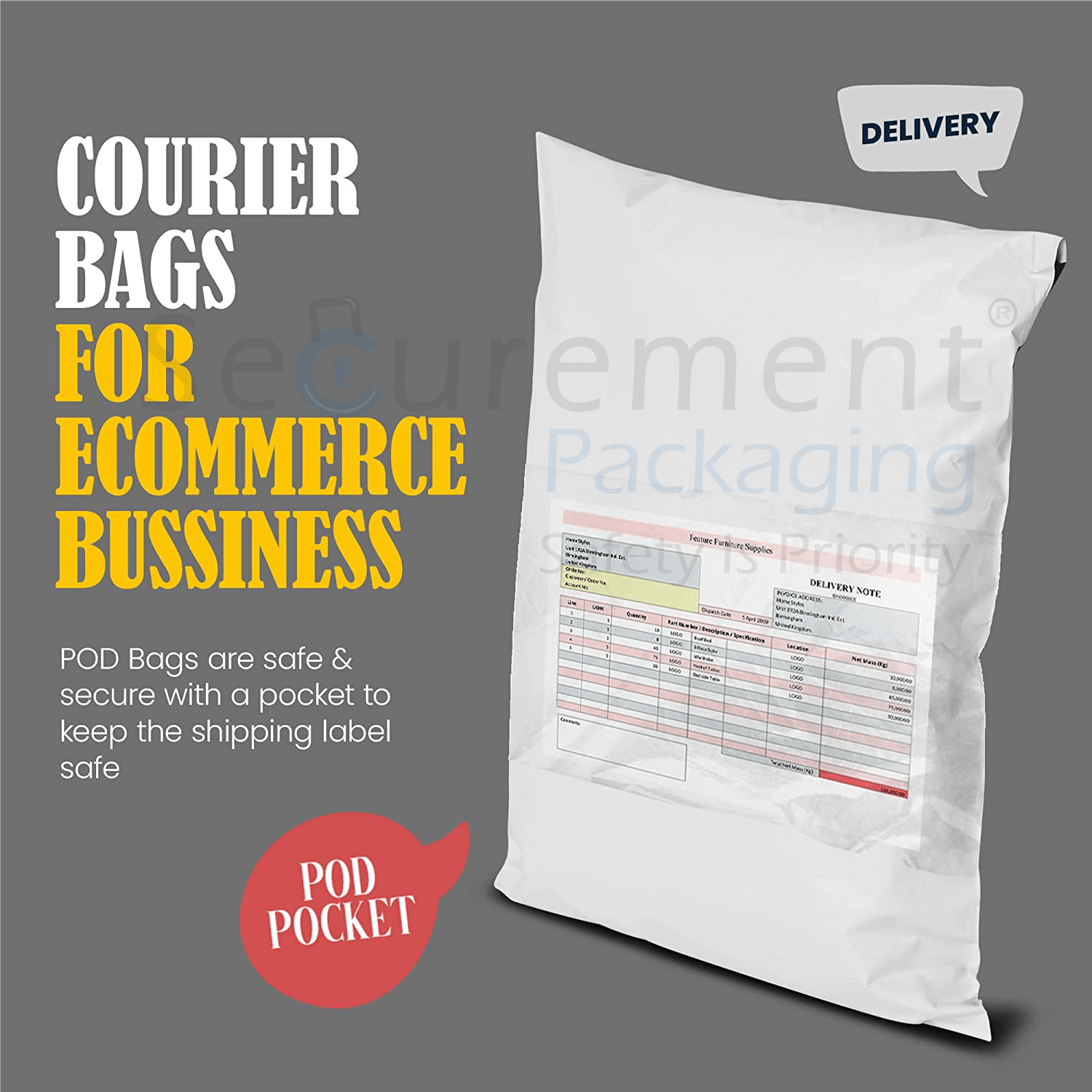 Courier Packing Bags with POD Jacket - 60 Microns – Securement ...